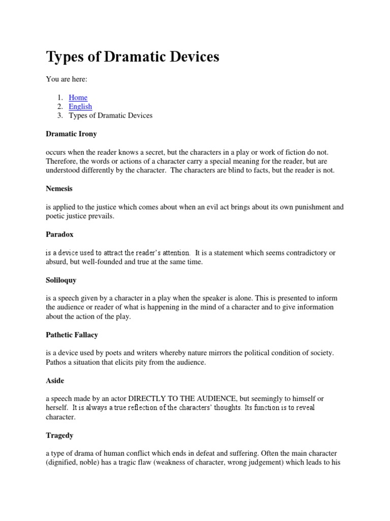 Types of Dramatic Devices | PDF | Narrative | Nonverbal Communication