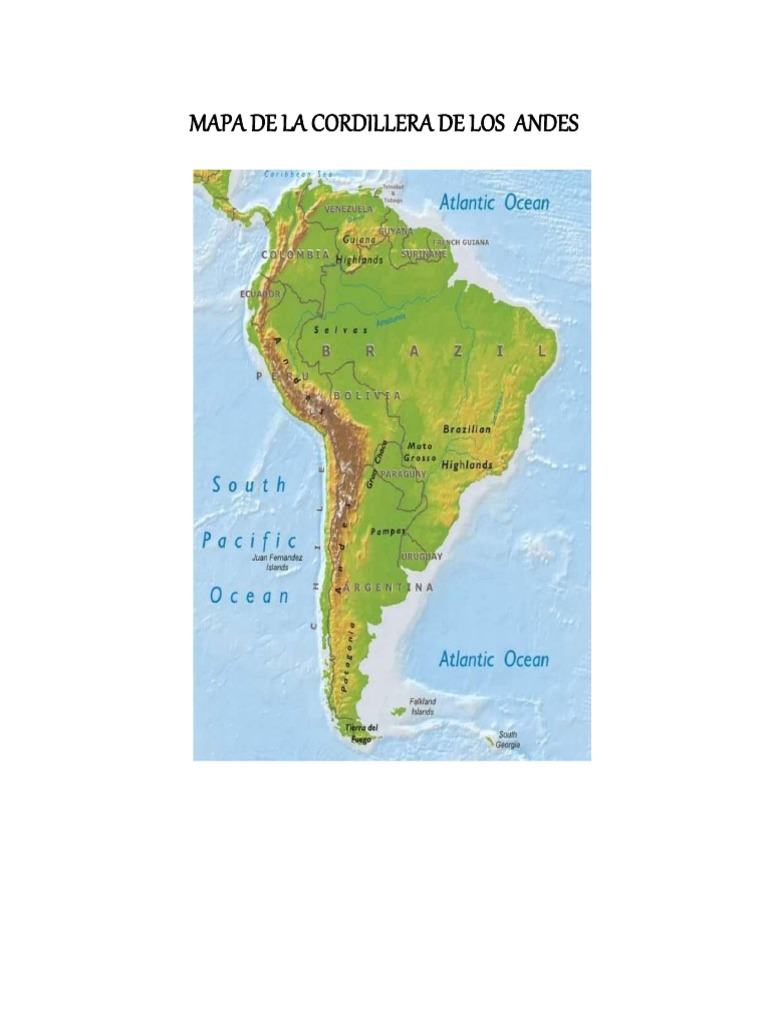 Cordillera De Los Andes Mapa