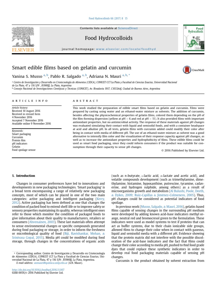 Food Hydrocolloids: Yanina S. Musso, Pablo R. Salgado, Adriana N. Mauri ...