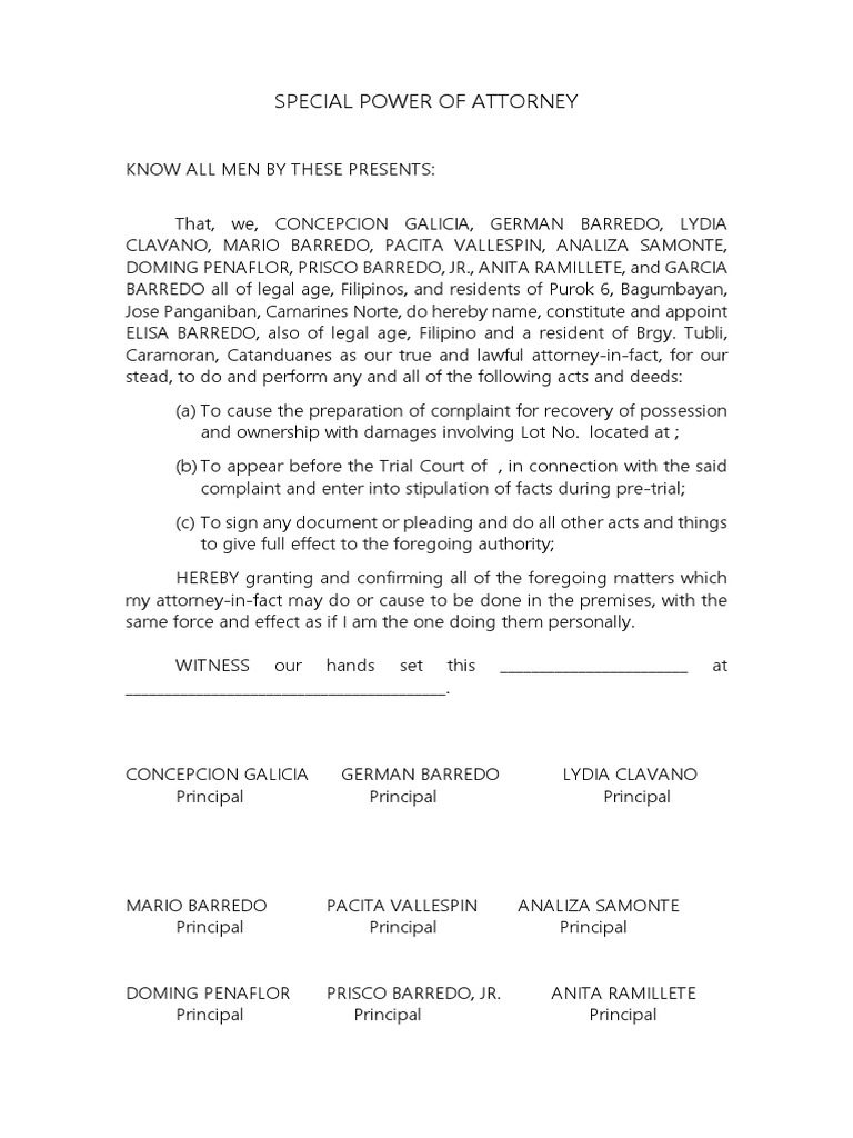 Sample SPA | PDF | Power Of Attorney | Common Law