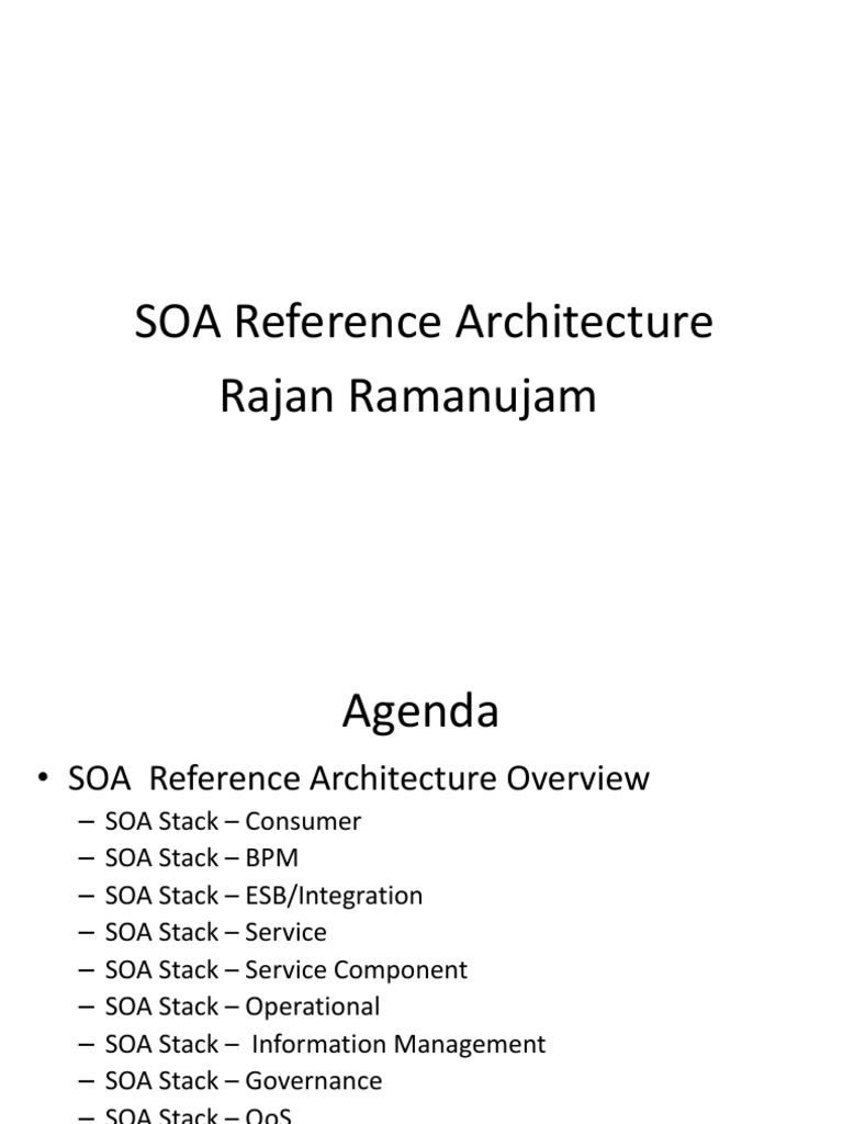 SOA Reference Architecture Rajan Ramanujam | PDF | Service Oriented Architecture | Business ...