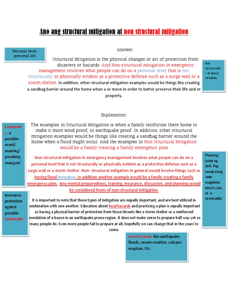 Ano Ang Structural Mitigation at Non Structural Mitigatio1 | PDF ...
