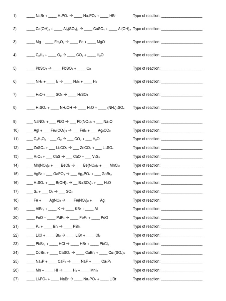 Predicting Products Worksheet | PDF | Hydroxide | Sodium