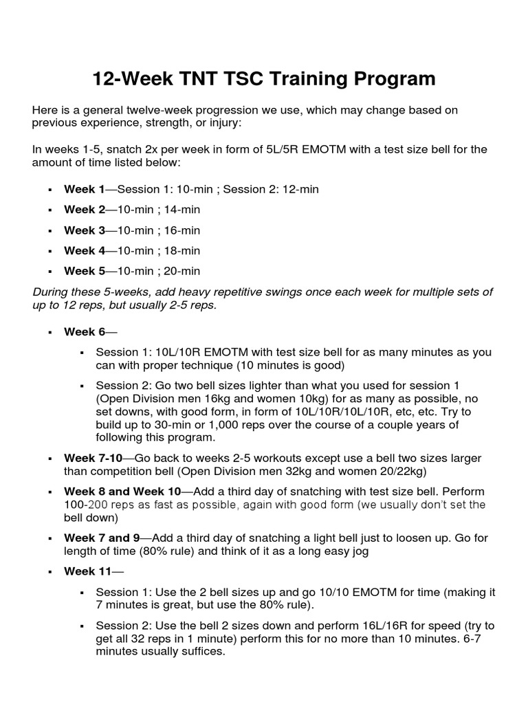 12-Week TNT TSC Training Program | PDF | Nature | Sports