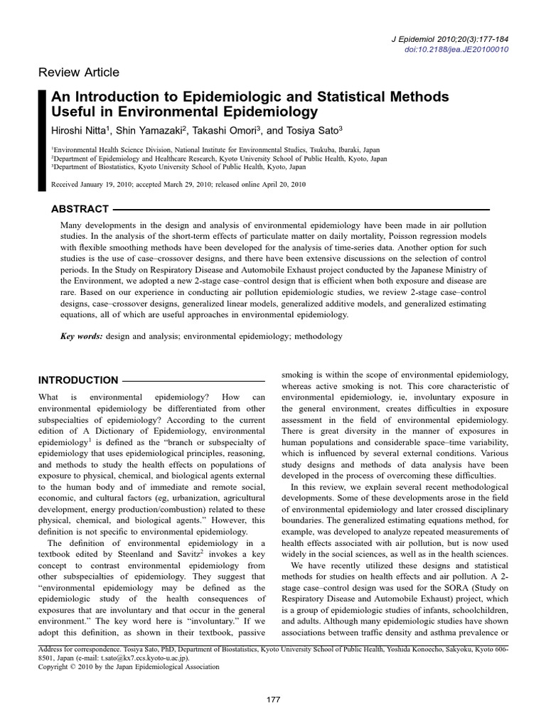 An Introduction To Epidemiologic and Statistical Methods Useful in ...