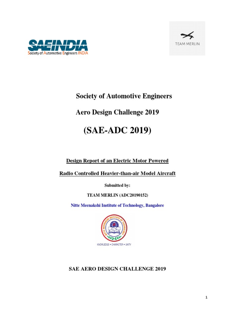 Sae - Uav - Design - Report - Rca | PDF | Lift (Force) | Aircraft