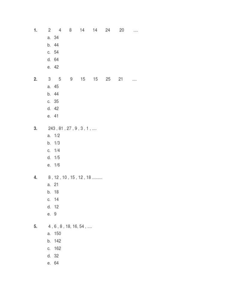 Soal Deret Angka | PDF | Olahraga | Alam