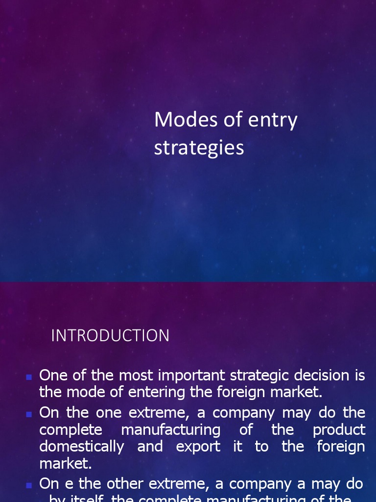 Modes of Entry Strategies | PDF