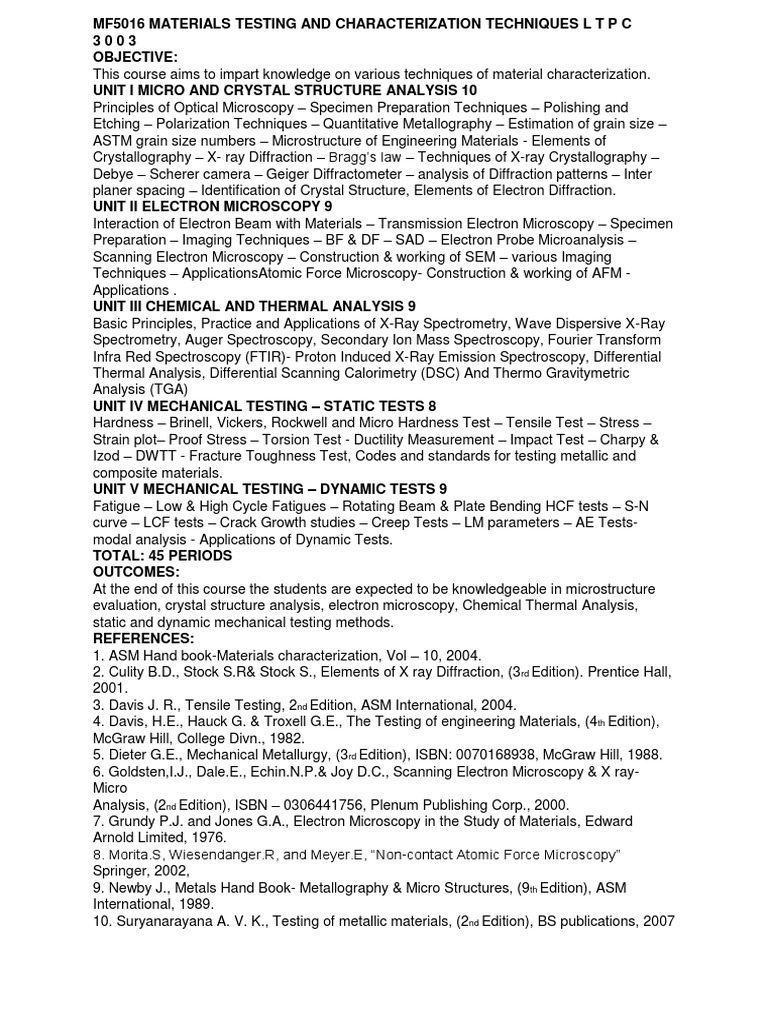 Materials Testing and Characterization Techniques | PDF | X Ray ...