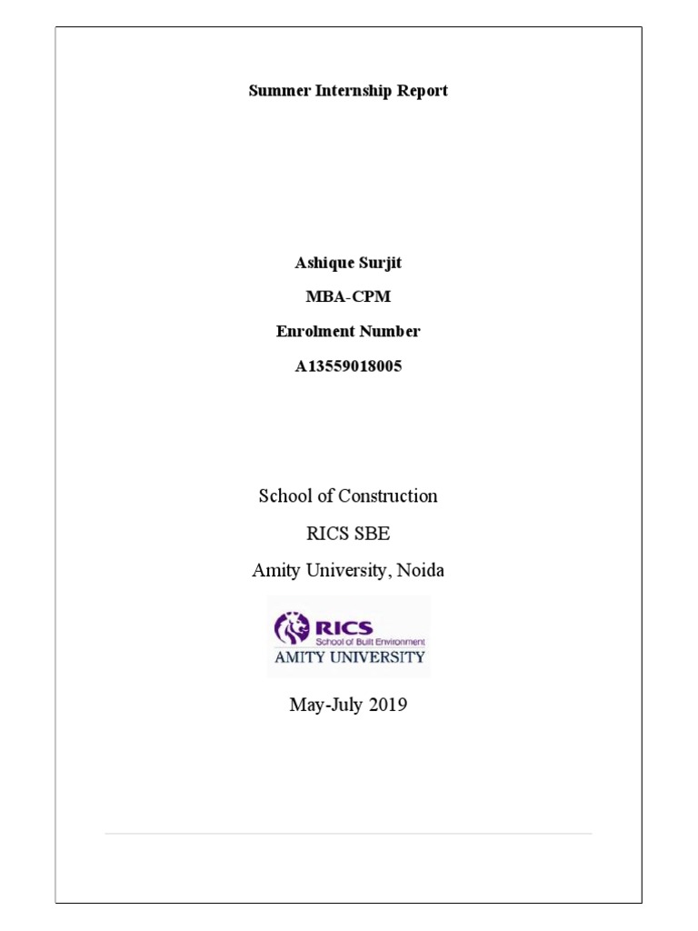 Internship Draft Report - Ashique Surjit | PDF | Project Management ...