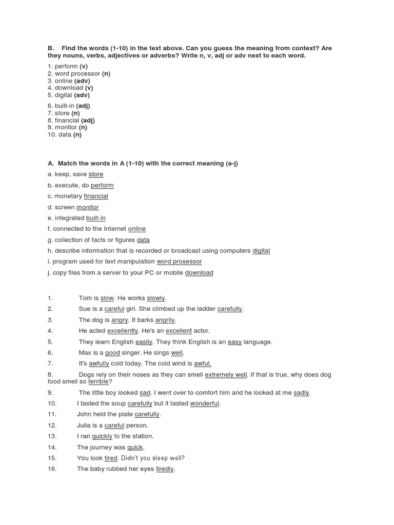 B. Find The Words (1-10) in The Text Above. Can You Guess The Meaning ...