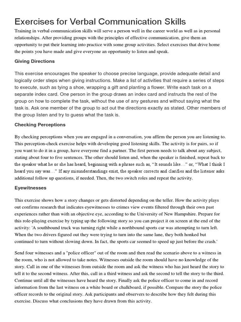 Activities For Nonverbal Communication PDF Body Language Retail