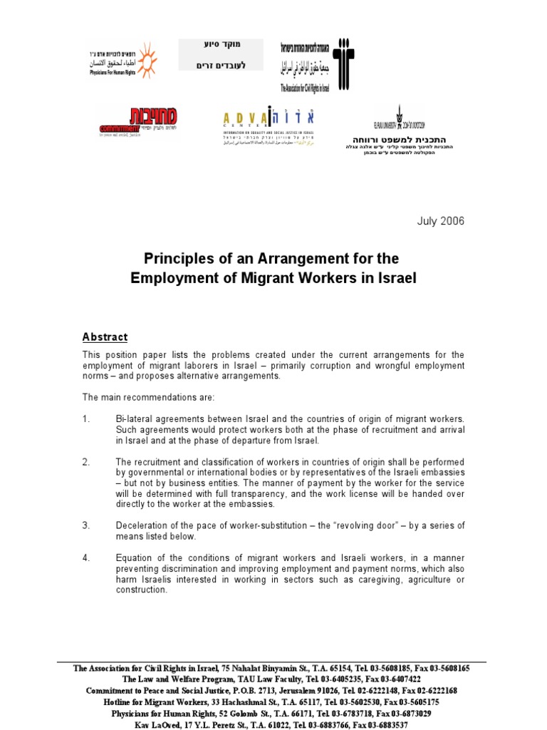 Physicians For Human Rights-Israel: Position Paper Principles of An ...