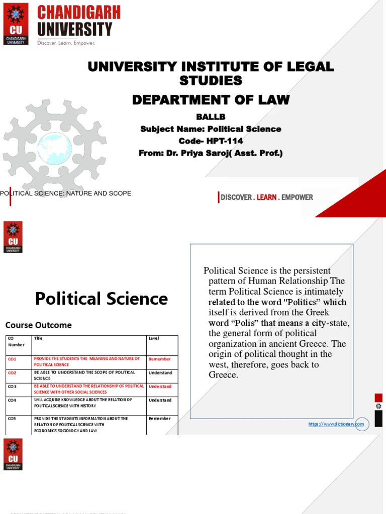 Sem-1 - Meaning of Pol - Sc. | PDF | Political Science | Science