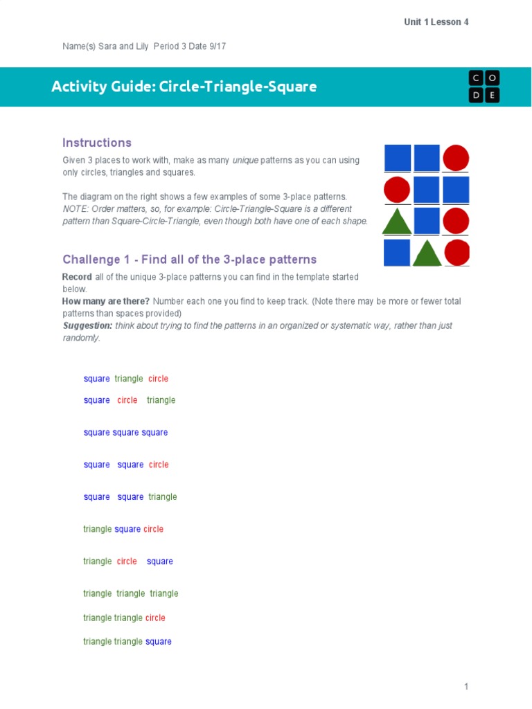 activity guide - number systems - circle-triangle-square | Geometry ...