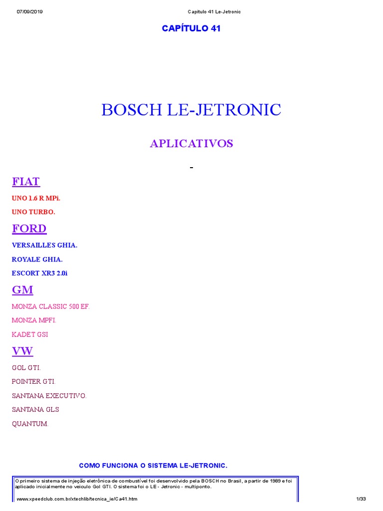 Capitulo 41 Le-Jetronic | PDF | Sistema de ignição | Eletrônicos
