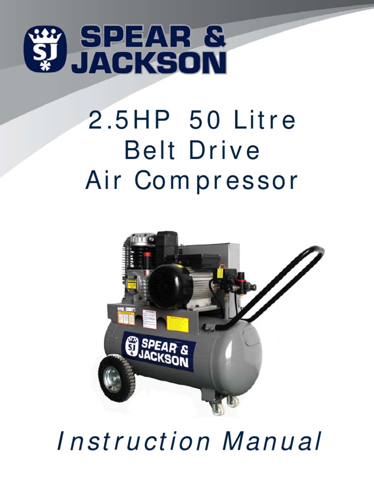 2.5HP 50 Litre Belt Drive Air Compressor: Instruction Manual | PDF ...