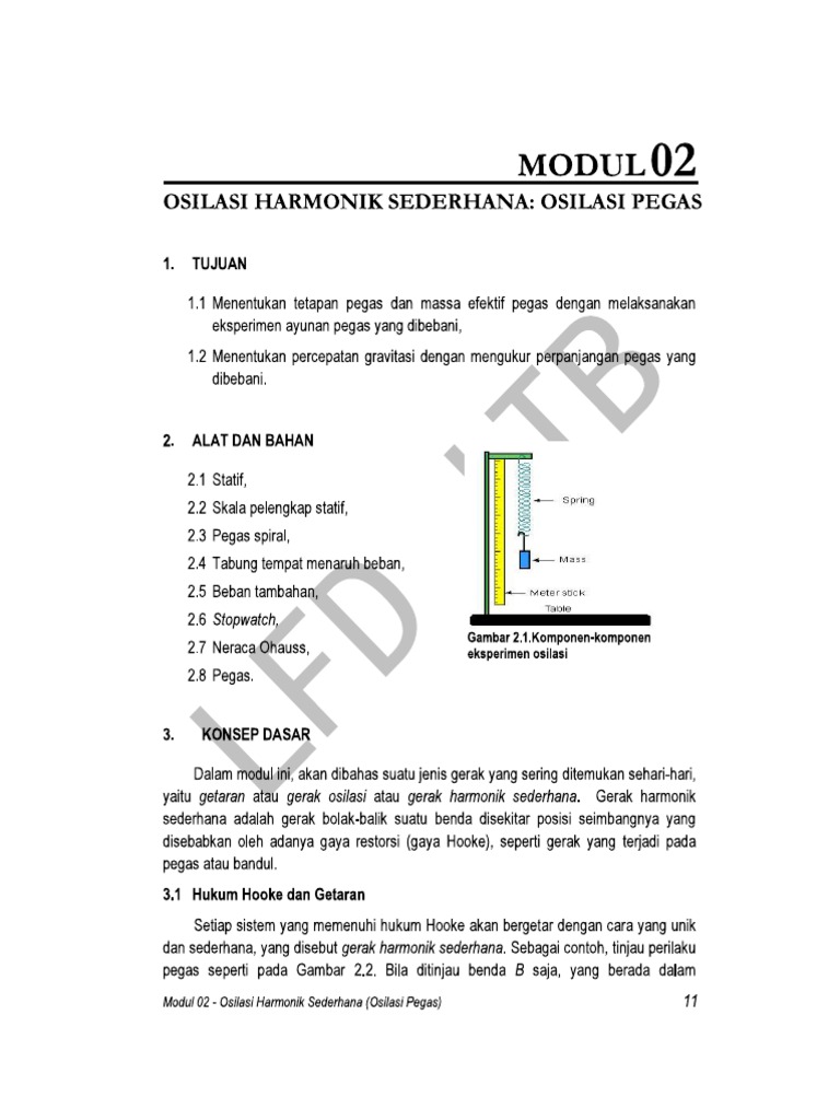 Modul 2 Osilasi Harmonik Sederhana (Osilasi Pegas) PDF | PDF