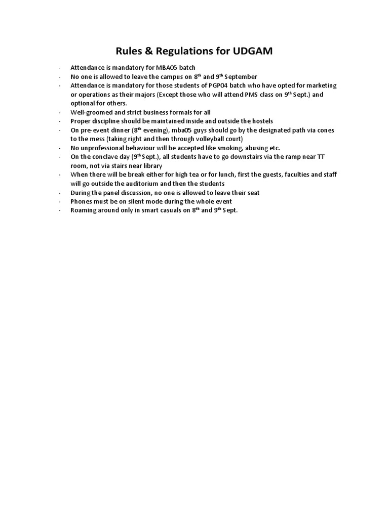 Rules For UDGAM | PDF