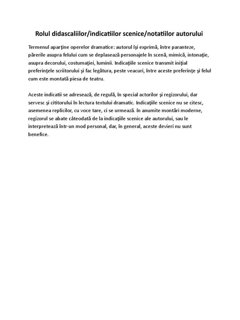 Rolul Didascaliilor | PDF