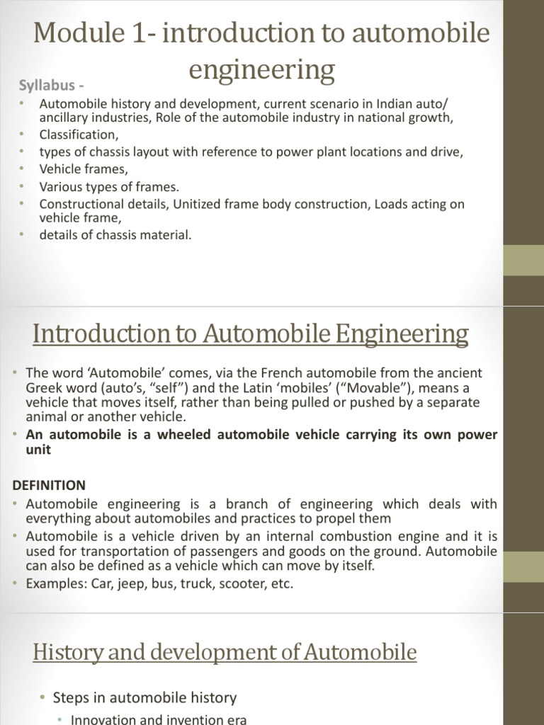 Introduction to Automobile Engineering | PDF | Car | Transmission ...