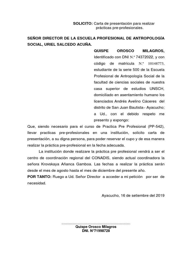 Solicitud de Practicas | PDF