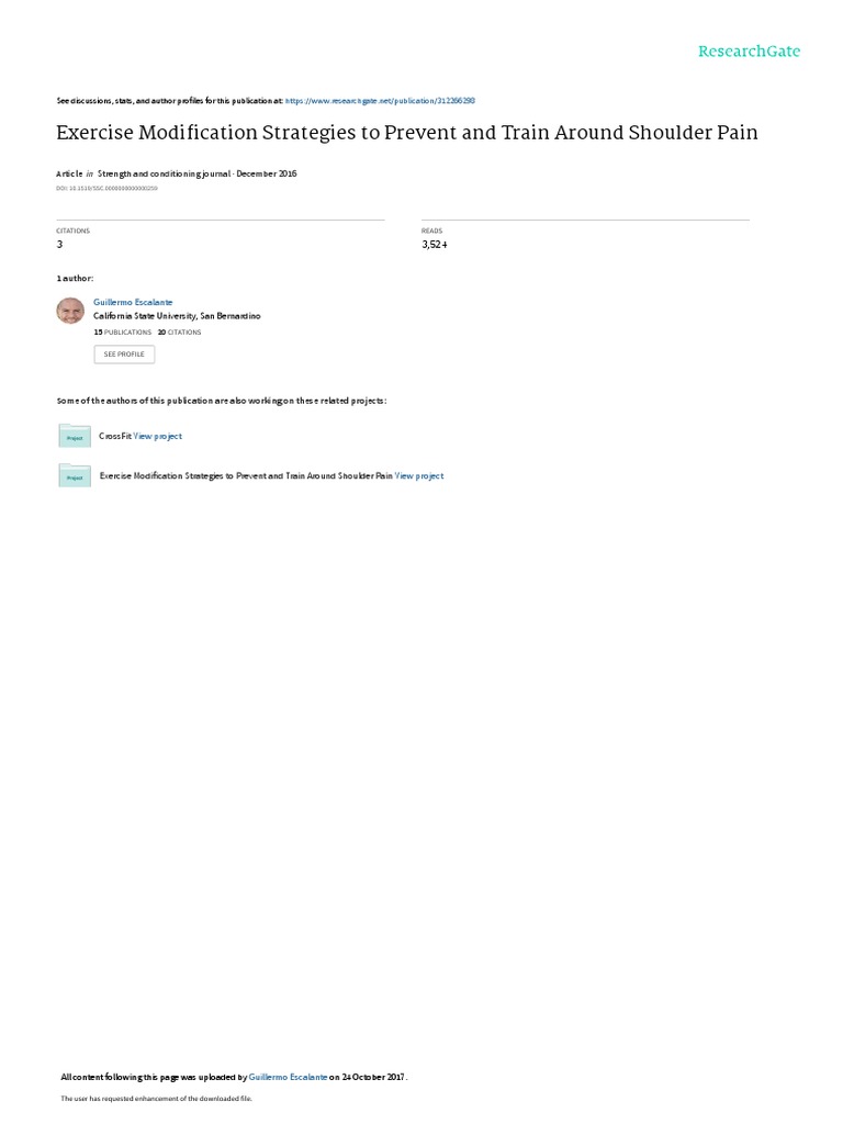 Exercise Modification Strategies To Prevent and Train Around Shoulder Pain | PDF | Shoulder ...