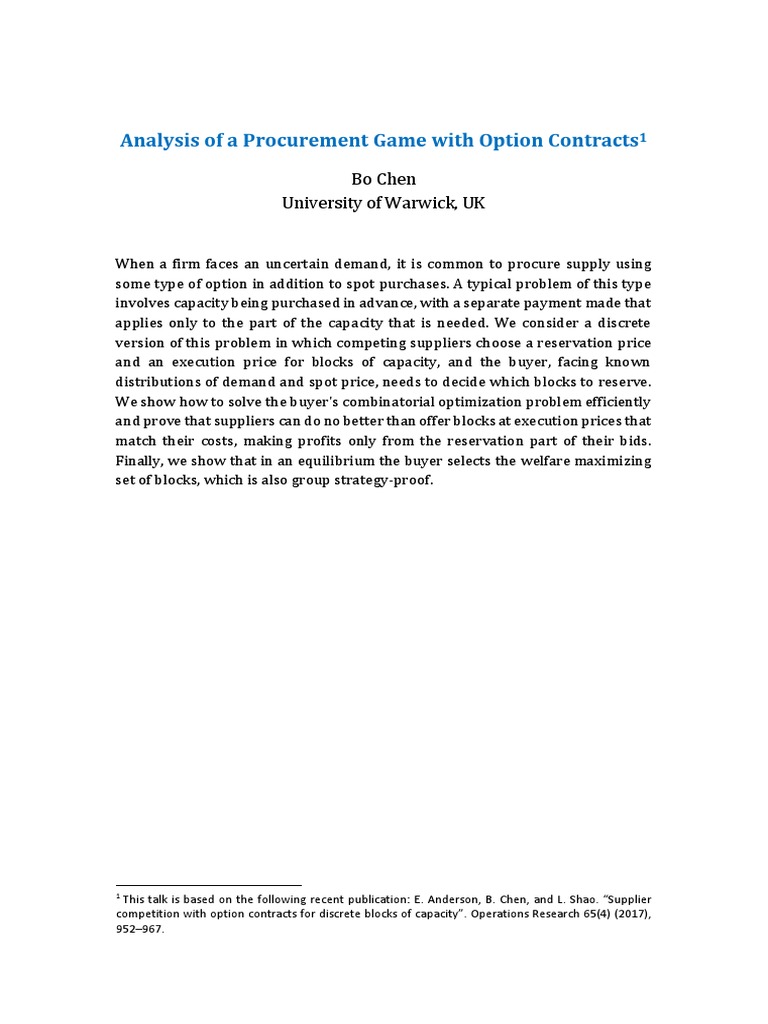 Abstract Talk by Prof B Chen PDF | PDF