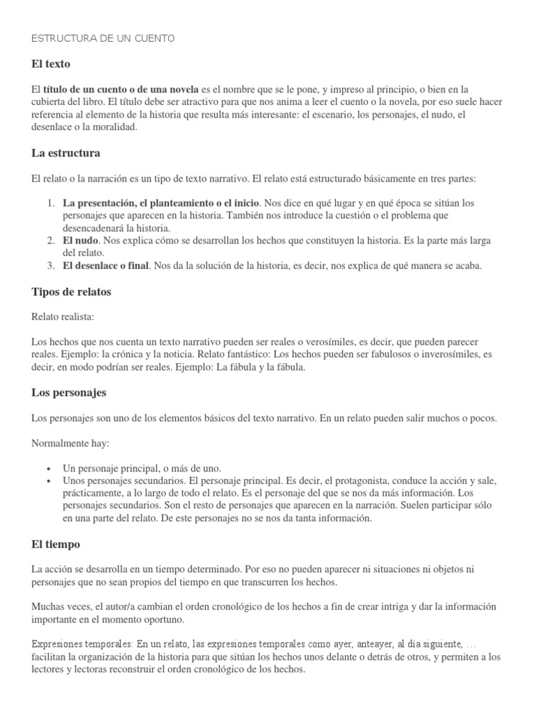 Guía de Estructura de Cuentos | PDF | Narrativa | Cuentos