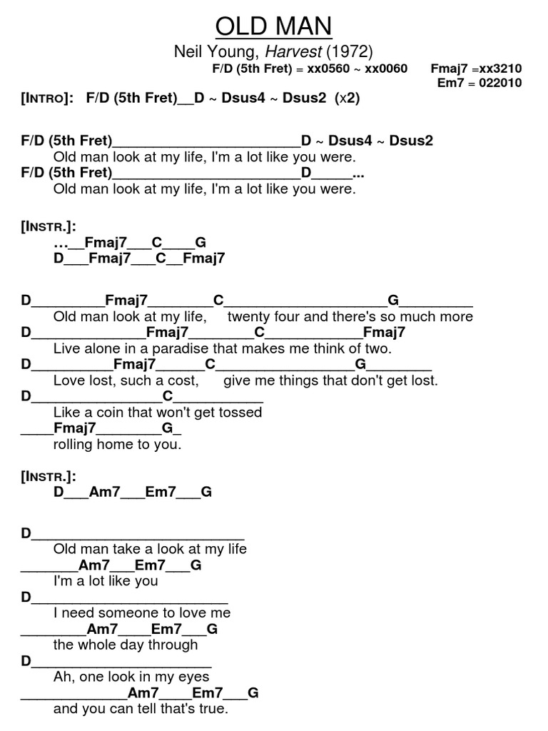 Analysis of the Chord Progressions and Lyrics in Neil Young's "Old Man ...