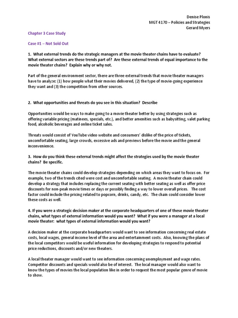Chapter 3 Case Study - Not Sold Out | PDF | Movie Theater | Pricing