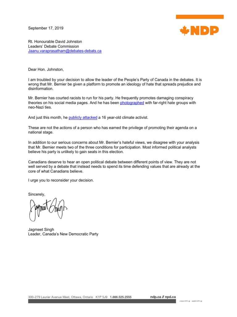 Singh Letter On Debate | PDF