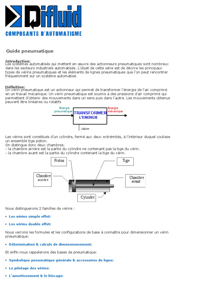 Guide Pneumatique | Énergie pneumatique | Piston