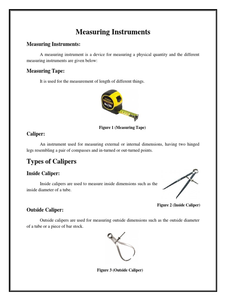 Measuring Instruments: Types of Calipers | PDF | Tools | Teaching ...