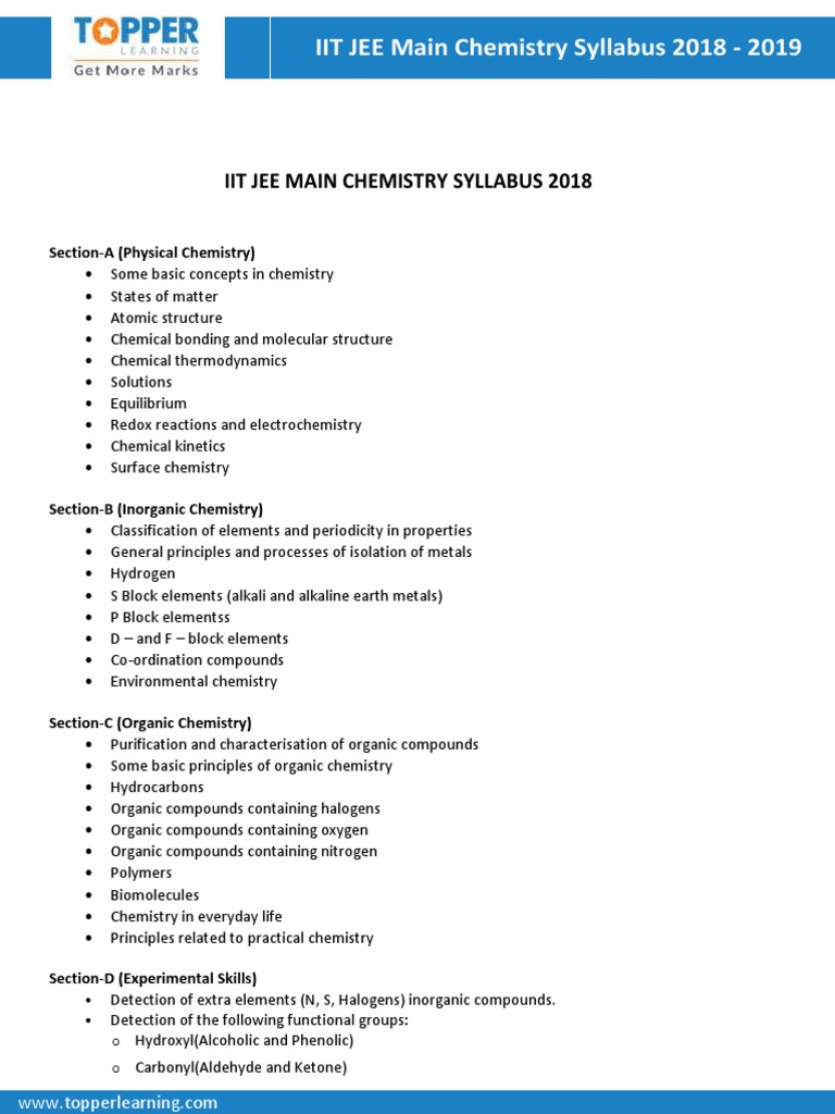Syllabus IIT JEE Main Chemistry 20181031165822 | PDF | Inorganic ...