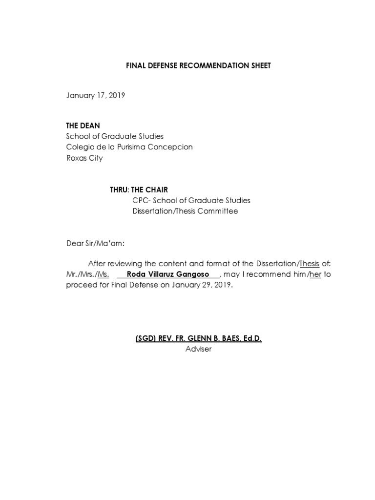 Recommendation Sheet | PDF