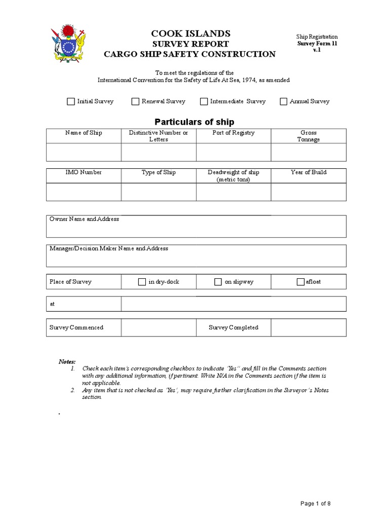 Survey Form 11 Cargo Ship Safety Construction v1 | PDF | Oil Tanker | Ships