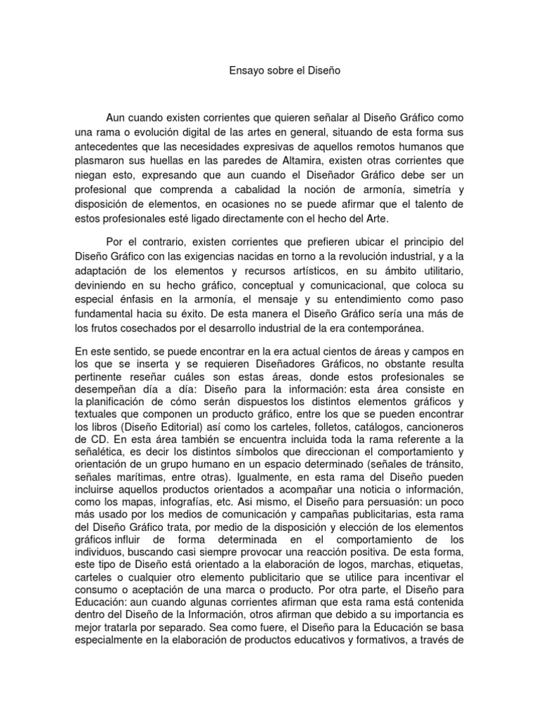 Ensayo Sobre El Diseño | PDF | Diseño gráfico | Publicidad