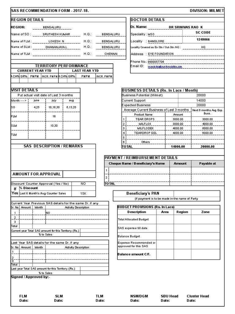 Dr. Name:: Name of FLM: Name of SLM: Name of TLM | PDF | Payments ...