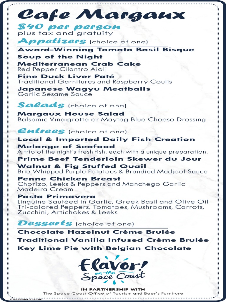 Cafe Margaux Menu | PDF