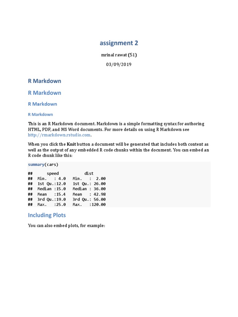 Assignment 2: R Markdown | PDF