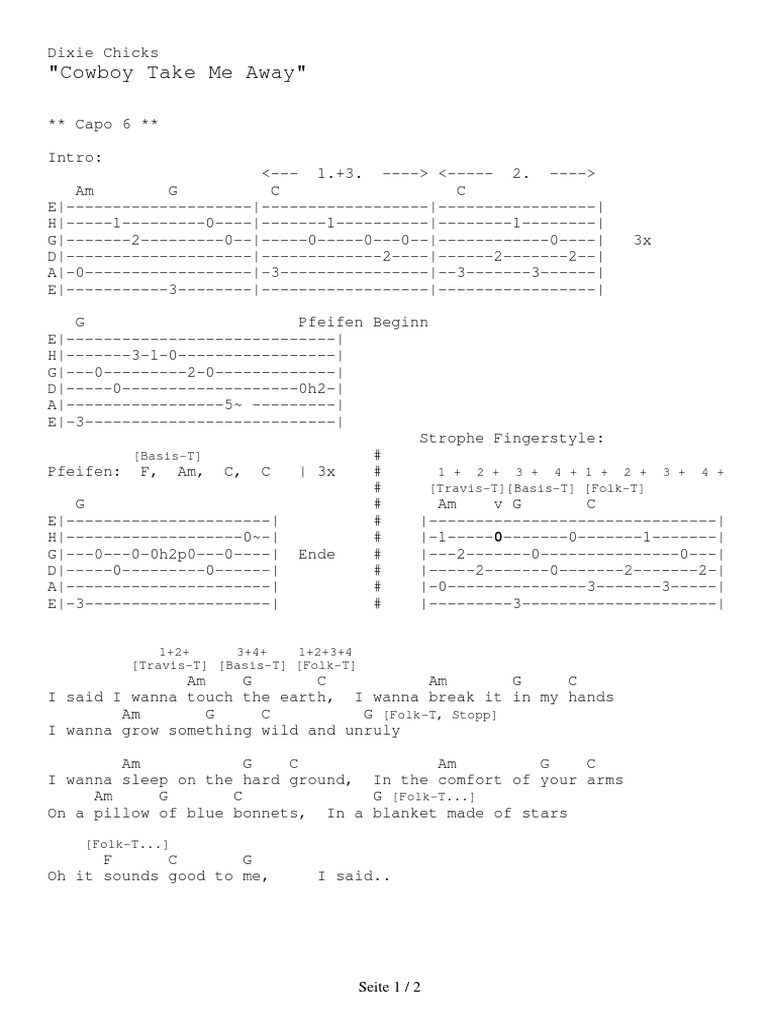 "Cowboy Take Me Away": (Basis-T) 1 + 2 + 3 + 4 + 1 + 2 + 3 + 4 ...