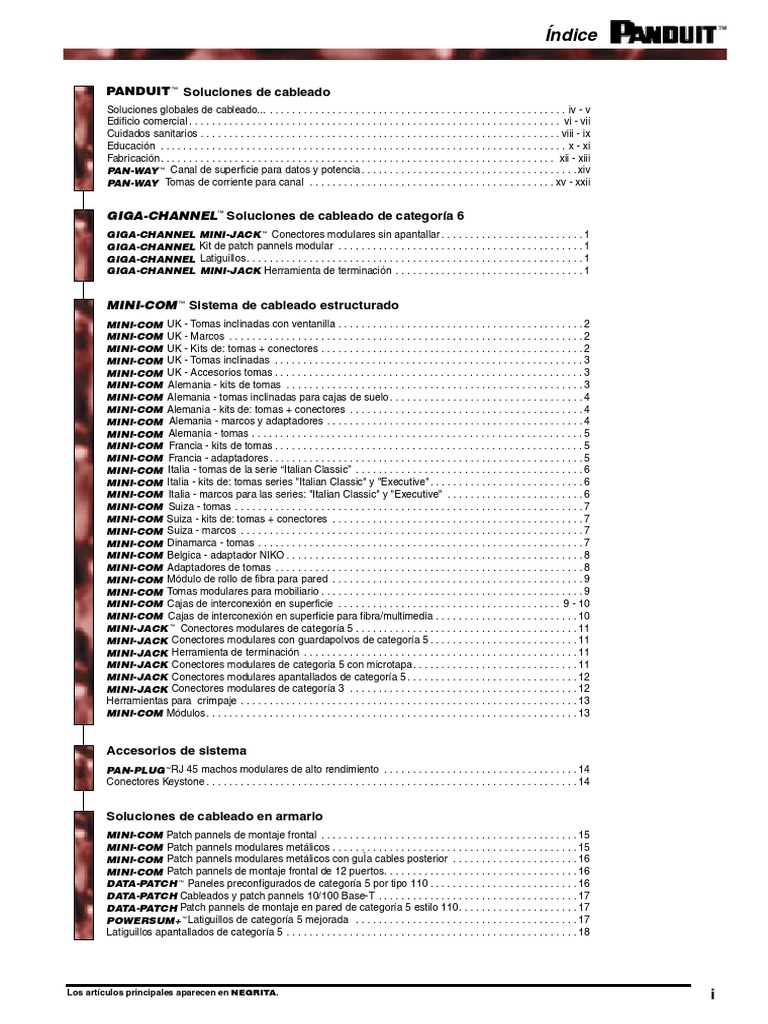 Catalogo Panduit | PDF | Fibra óptica | Infraestructura de ...