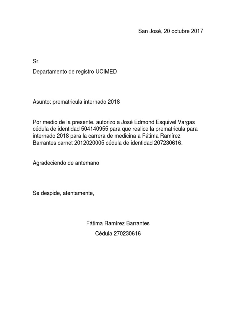 Carta Internado | PDF