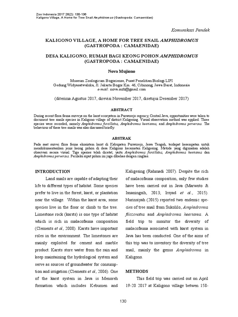 Kaligono Village, A Home For Tree Snail Amphidromus | PDF | Nature