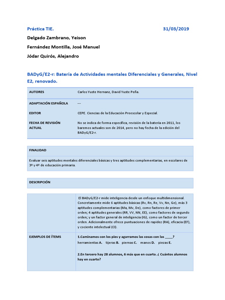 BadyG E2 PDF | PDF | Cociente de inteligencia | Inteligencia