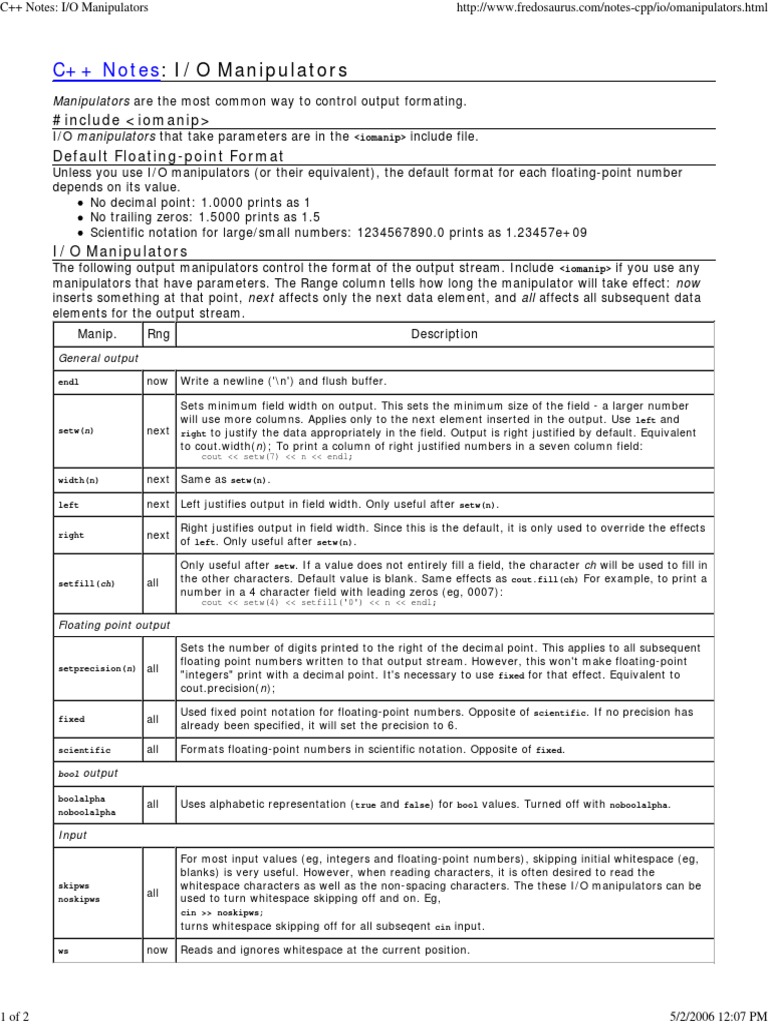Iomanip | PDF | Arithmetic | Computing