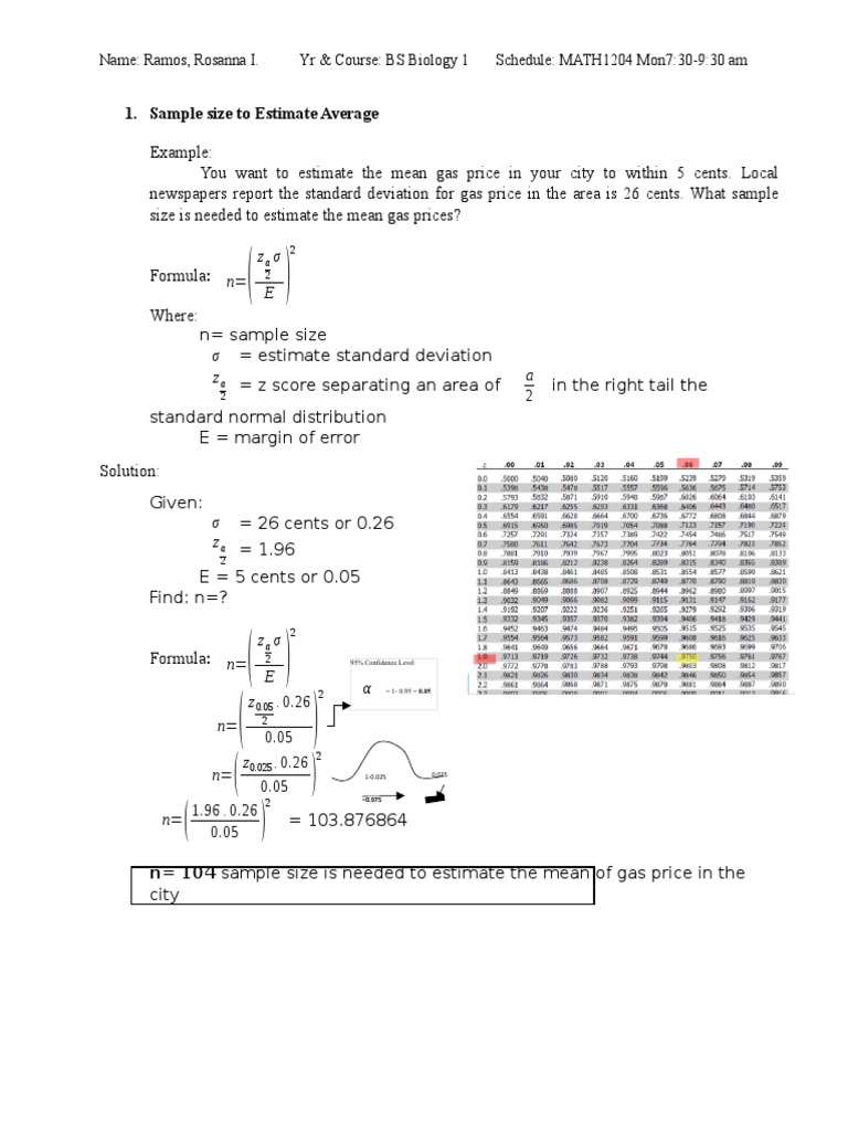 Sample Size To Estimate Average | PDF | Sample Size Determination | Confidence Interval