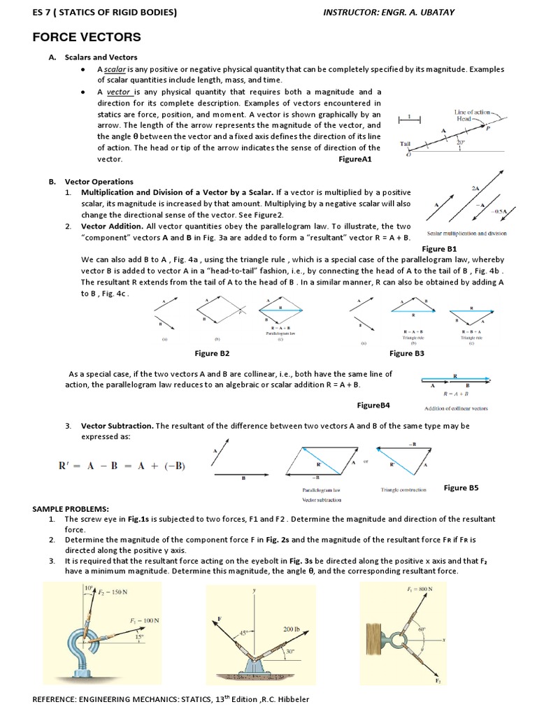 Force Vectors: A. Scalars and Vectors | PDF | Euclidean Vector ...