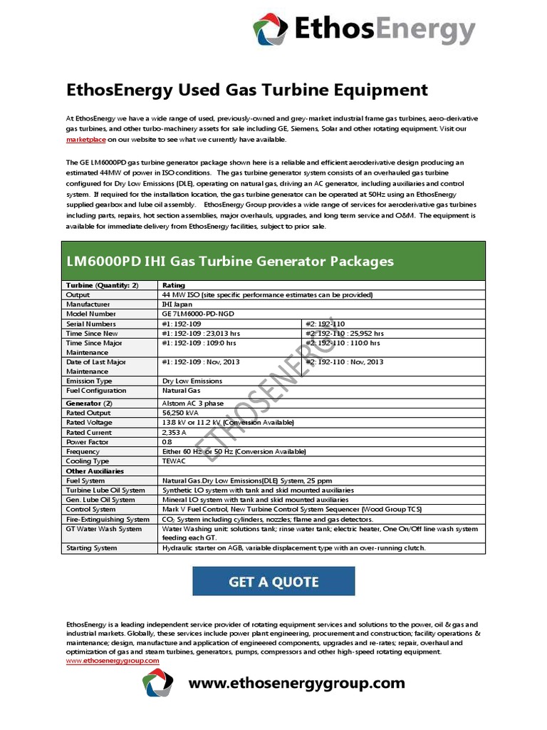 Lm6000pd Ihi Package | PDF | Gas Turbine | Natural Gas